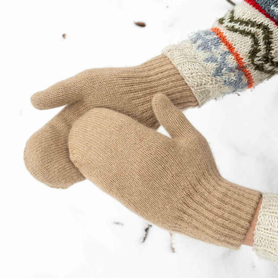 Fäustlinge aus 100% Kamelwolle, beige | steppenstrolch